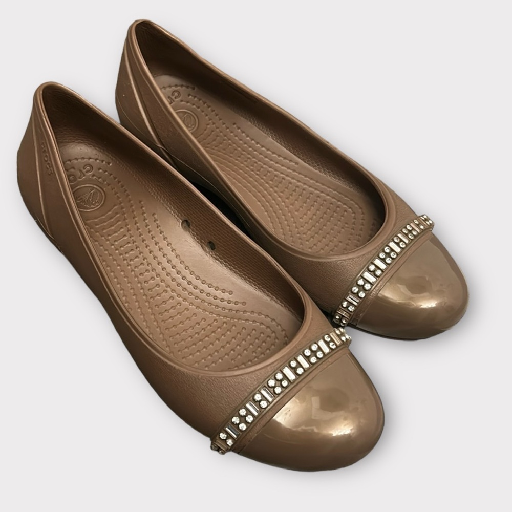 Crocs Women's Cap Toe Rhinestone Flats - Gem